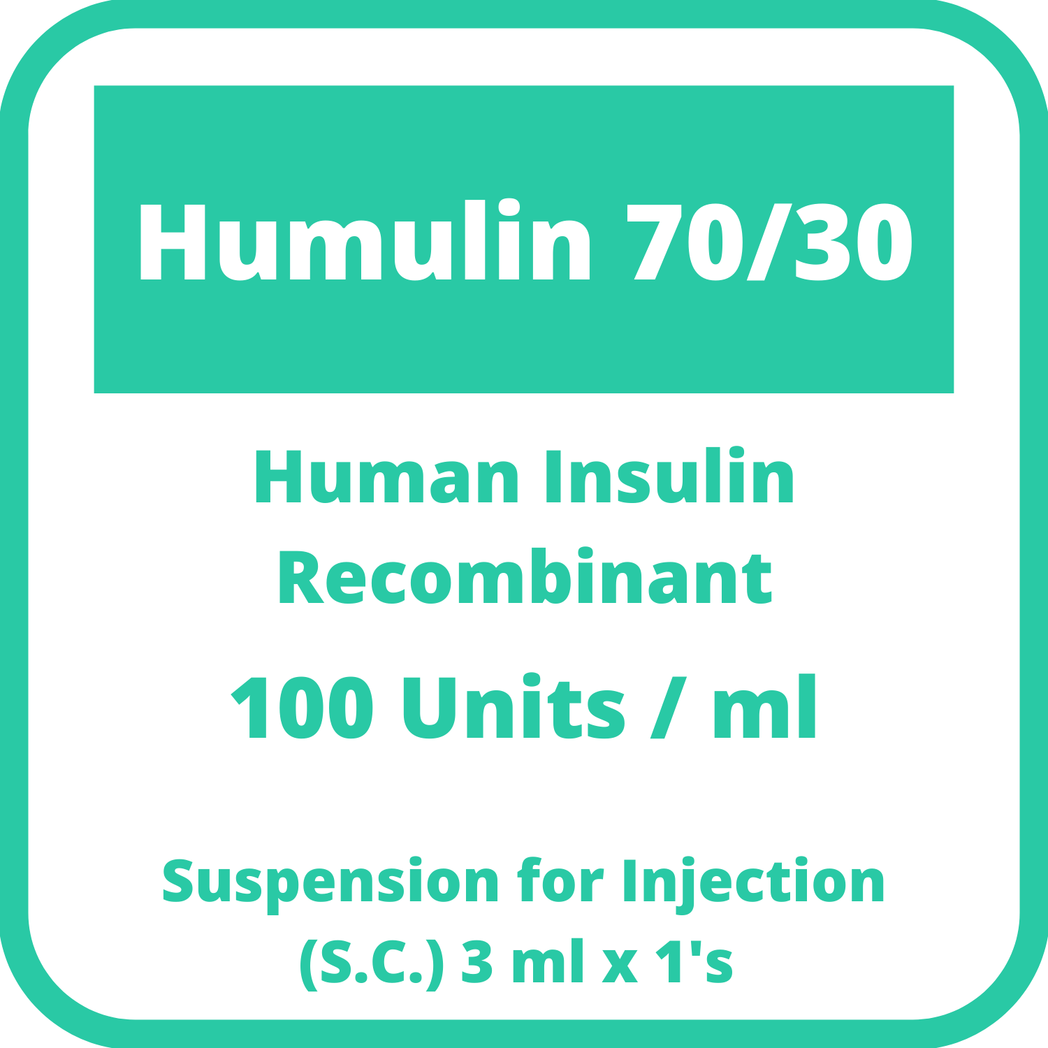 HUMULIN 70% Isophane Insulin (rDNA) / 30% Soluble Insulin 100Units / mL Suspension for SC ...
