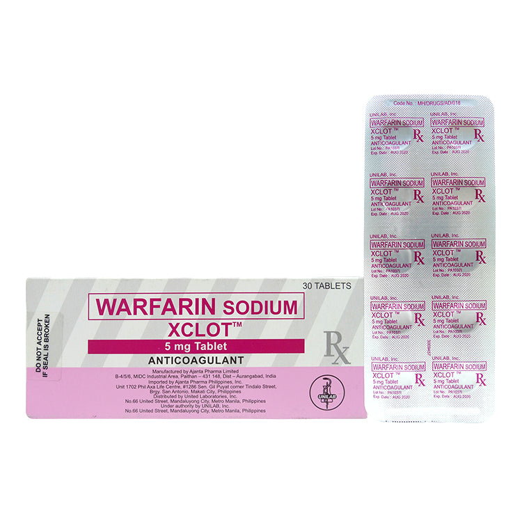 XCLOT Warfarin Sodium 5mg Tablet 30's price in the Philippines | MedsGo ...