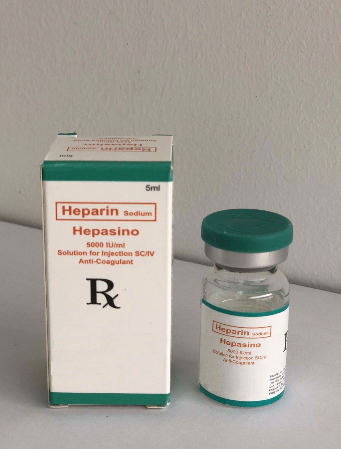 HEPASINO Heparin Sodium 5000IU / mL (25000IU / 5mL) Solution for IV/SC Injection 5mL 1's price ...