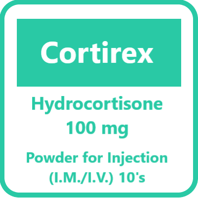 CORTIREX Hydrocortisone 100mg Powder for IM/IV Injection 10's price in ...