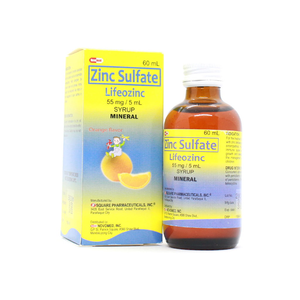 LIFEOZINC Zinc Sulfate 55mg / 5mL Syrup 60mL price in the Philippines | MedsGo Pharmacy