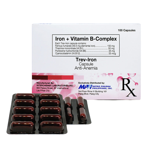 TREV-IRON Ferrous Fumarate (49.5mg elemental Iron) / Vit. B1 / Vit. B6 ...