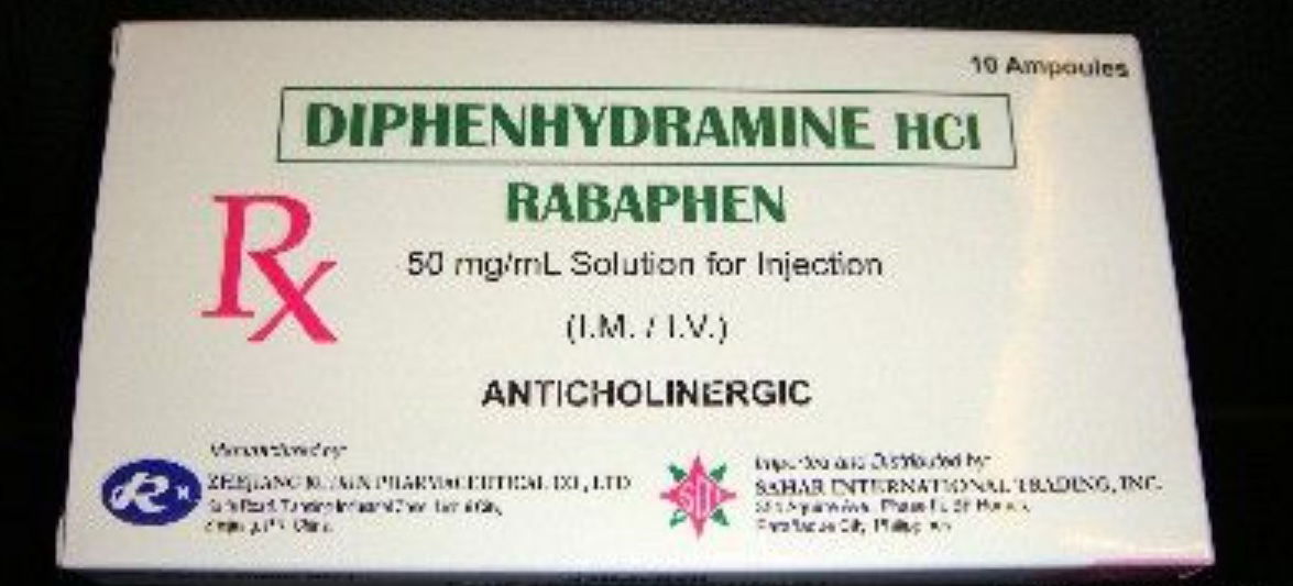 RABAPHEN Diphenhydramine Hydrochloride 50mg / mL Solution for IM/IV Injection 10's price in the ...