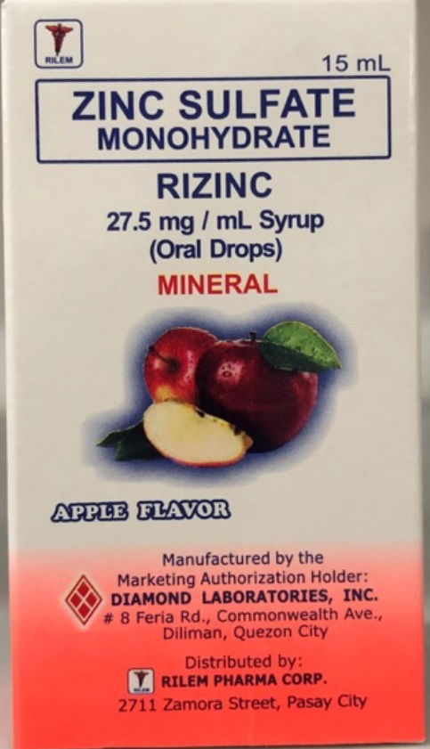 RIZINC Zinc Sulfate Monohydrate 27.5mg / mL Syrup (Oral Drops) 15mL Apple price in the ...