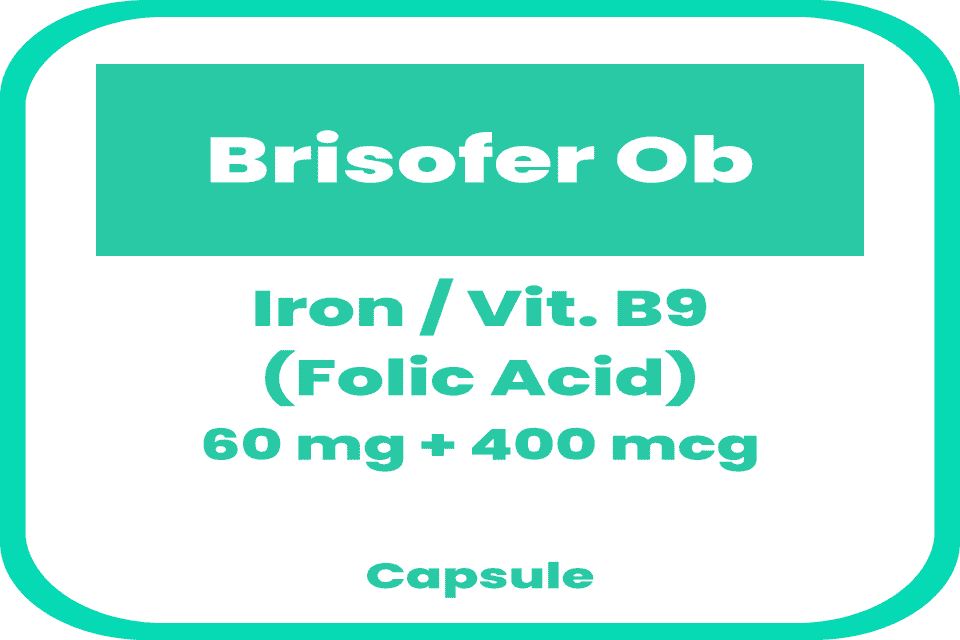 BRISOFER OB Ferrous Sulfate / Folic Acid (Vit. B9) 60mg / 400mcg ...