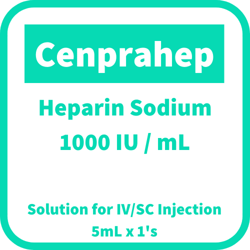 CENPRAHEP Heparin Sodium 1000IU / mL Solution for IV/SC Injection 5mL 1 ...
