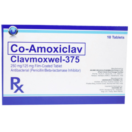 CLAVMOXWEL-375 Co-Amoxiclav 250mg / 125mg Film-Coated Tablet 10's price ...