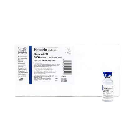 HEPARIN LEO Heparin Sodium 5000IU / mL Solution for IV/SC Injection 5mL 50's price in the ...