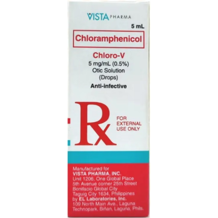 CHLORO-V Chloramphenicol 0.5% (5mg / mL) Otic Solution (Drops) 5mL price in the Philippines ...