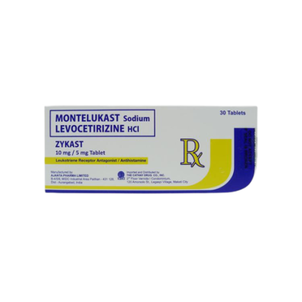 ZYKAST Montelukast / Levocetirizine Hydrochloride 10mg / 5mg Tablet 1's ...
