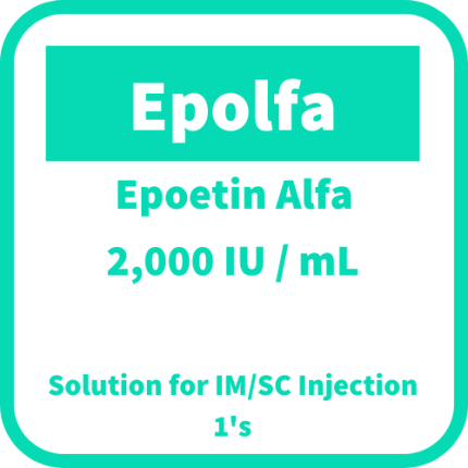 EPOLFA Epoetin Alfa 2,000IU / mL Solution for IM/SC Injection 1's price ...