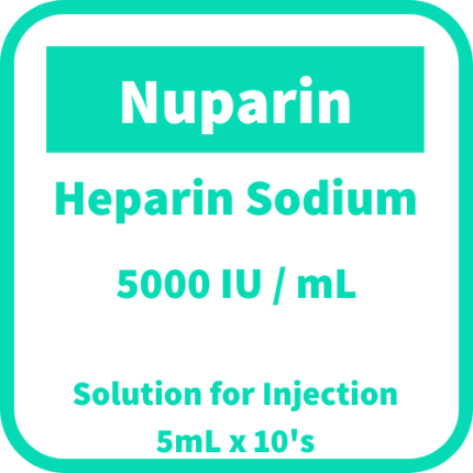 NUPARIN Heparin Sodium 5000IU / mL Solution for Injection 5mL 10's price in the Philippines ...