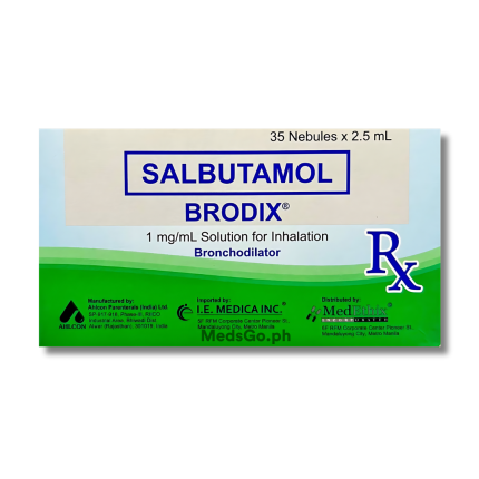 BRODIX Salbutamol Sulfate 1mg / mL Solution for Inhalation 2.5mL 30's ...
