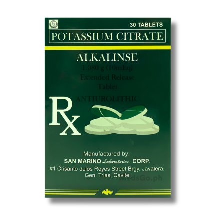 ALKALINSE Potassium Citrate 1.08g (10mEq) Extended-Release Tablet 30's ...
